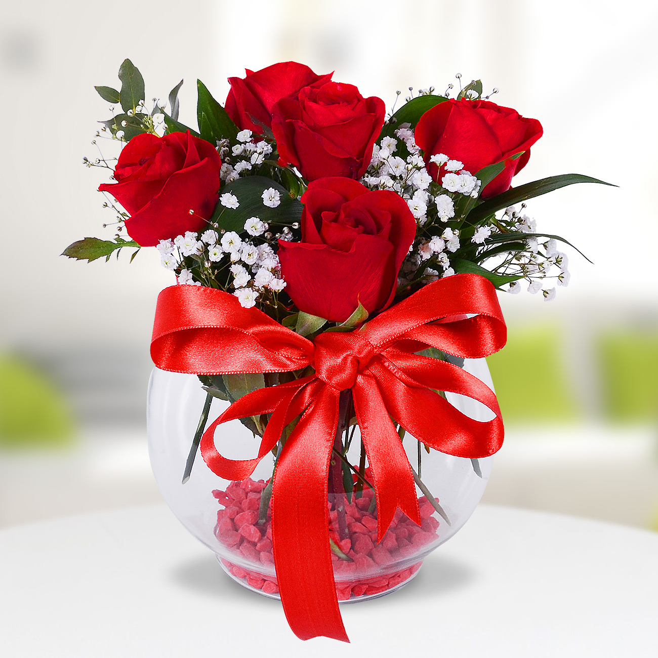 Send flowers Turkey, 5 Red Roses in Aquarium from 8USD