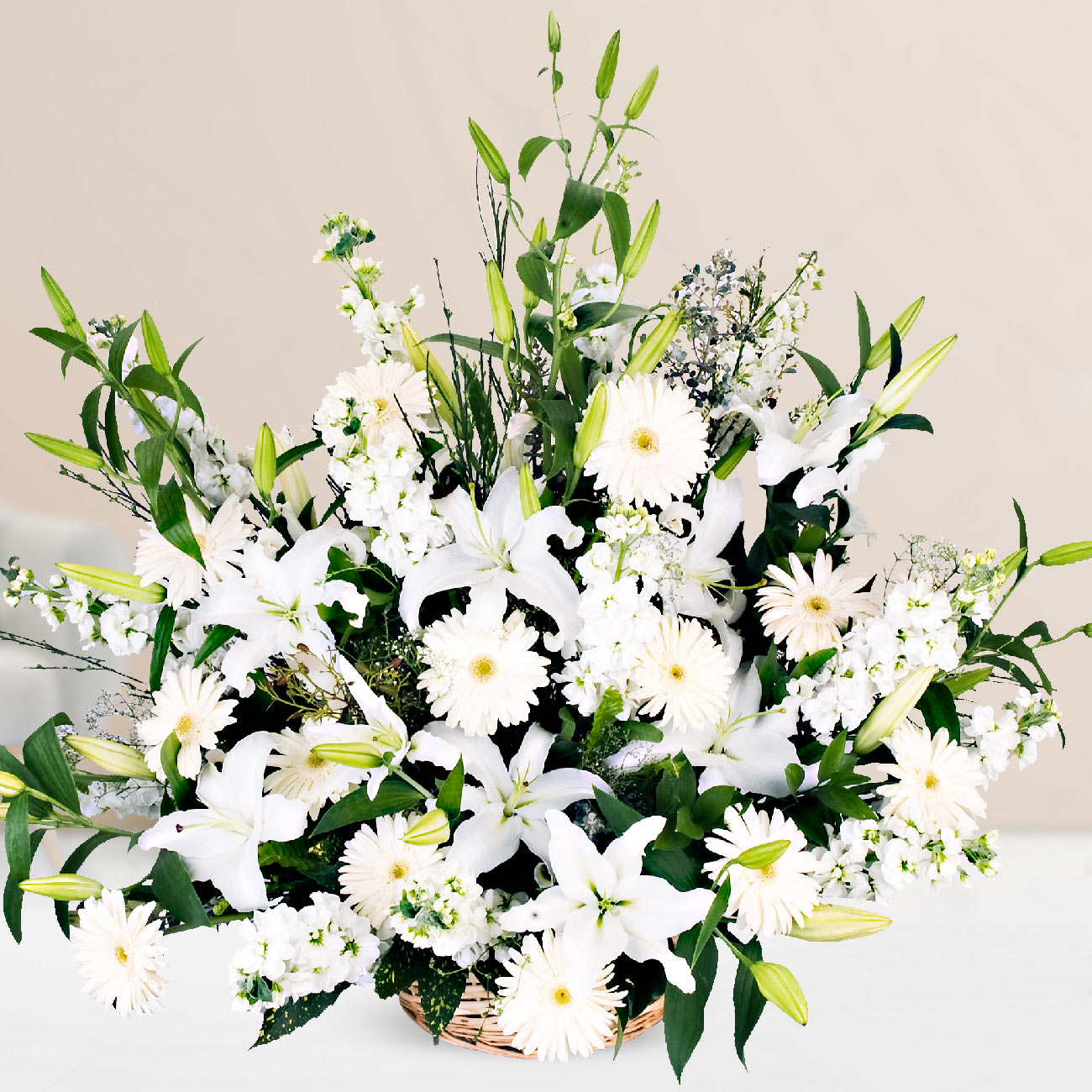 Send flowers Turkey, Lilium Gillyflower Gerberas in Basket from 46USD