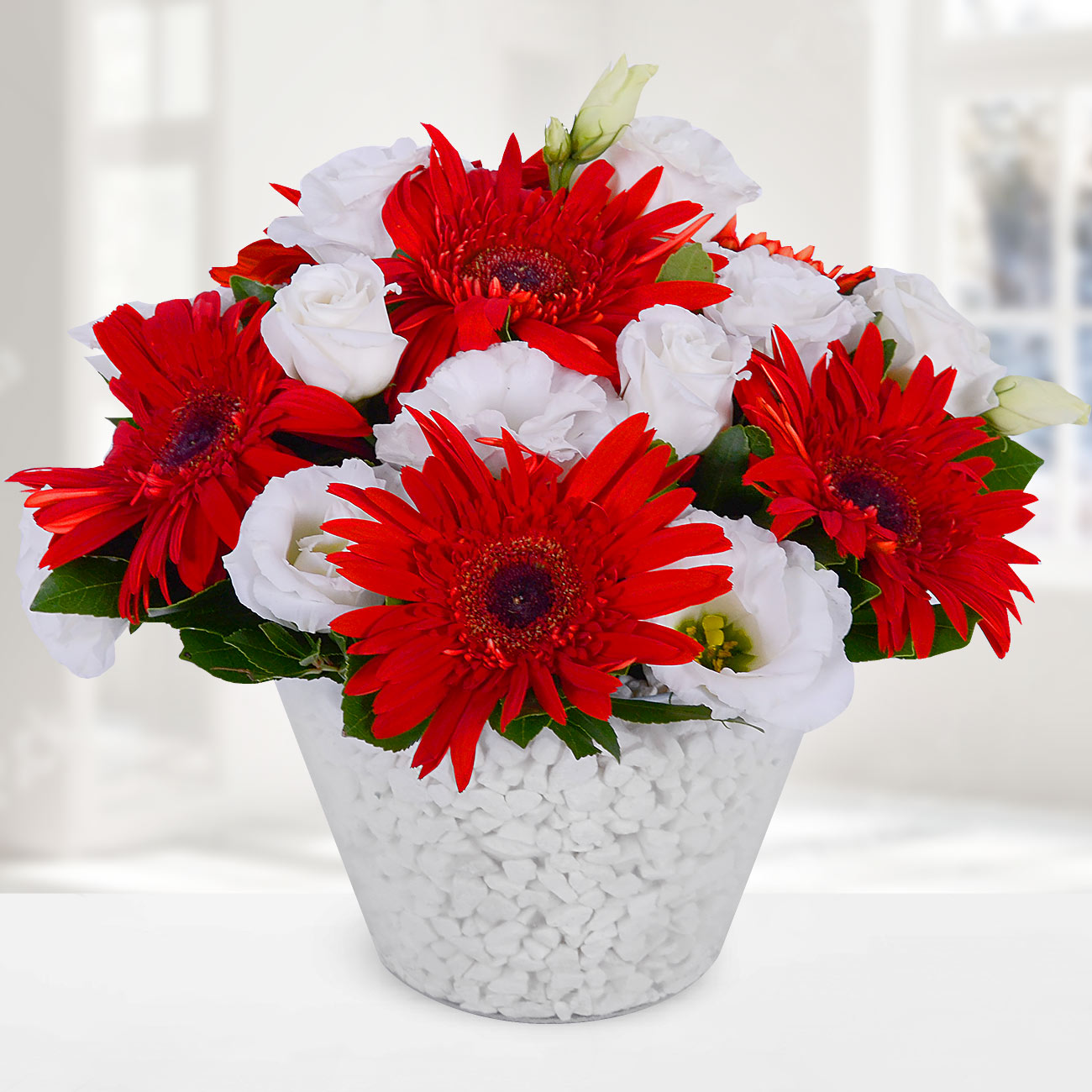 Send flowers Turkey, Red Gerbera and Lisianthus from 12USD