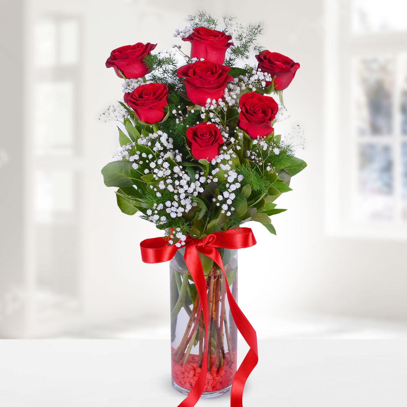 Send flowers Turkey, 7 Red Rose Vase from 9USD