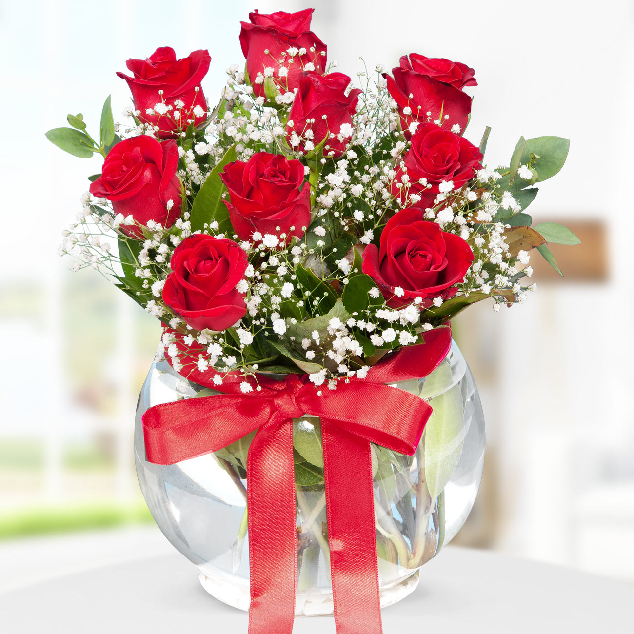 Send flowers Turkey, 9 Red Roses in Bell Glass from 10USD