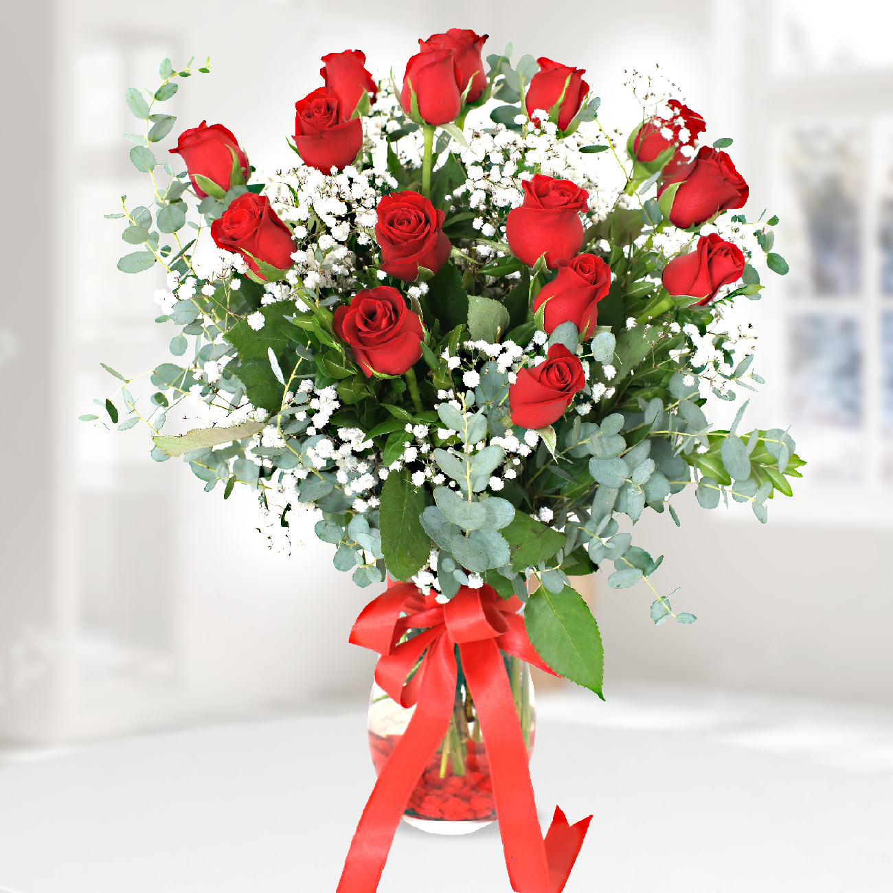 Send flowers Turkey, 15 Red Roses in Vase (Special) from 14USD