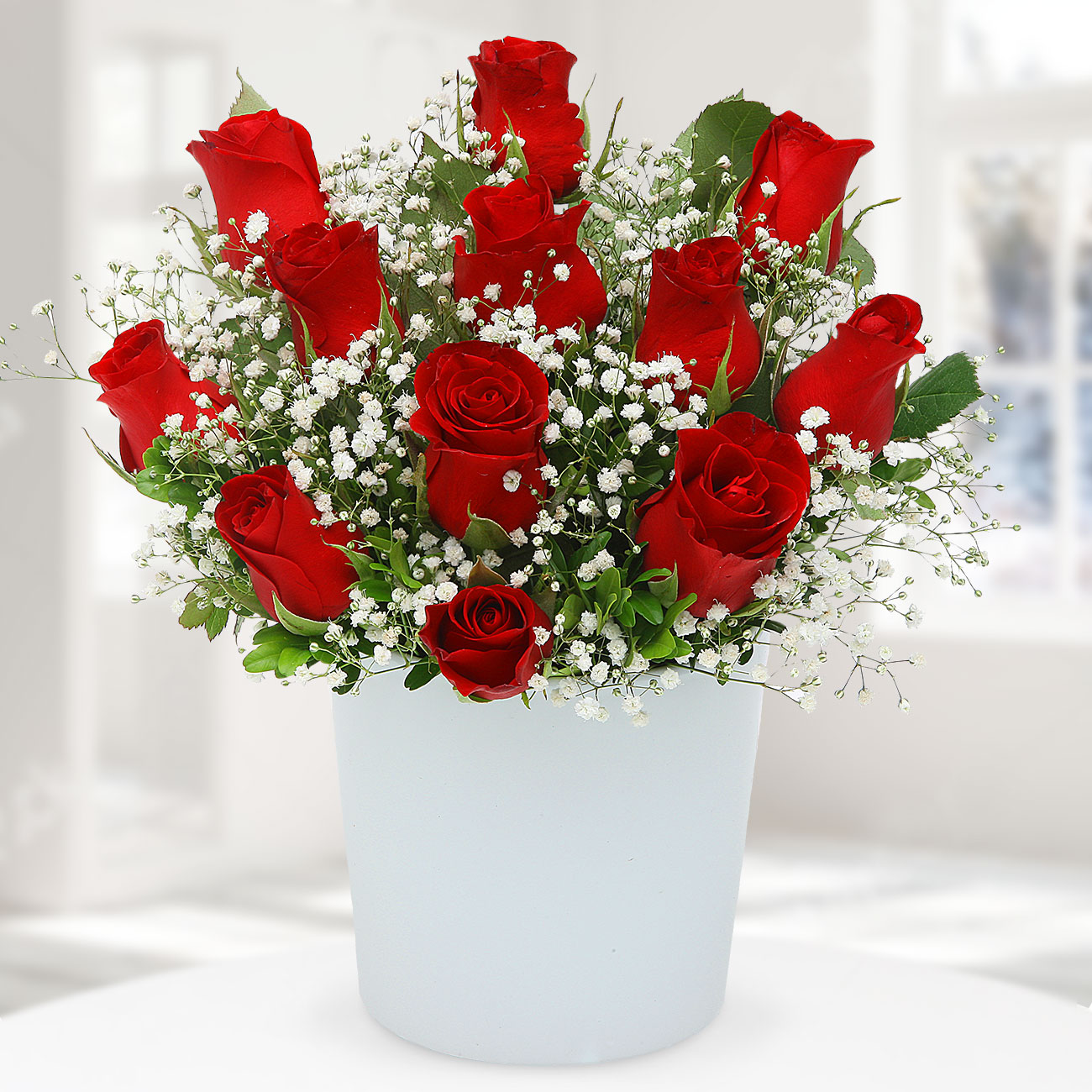 Send flowers Turkey, 12 Red Roses in Ceramic Vase from 13USD