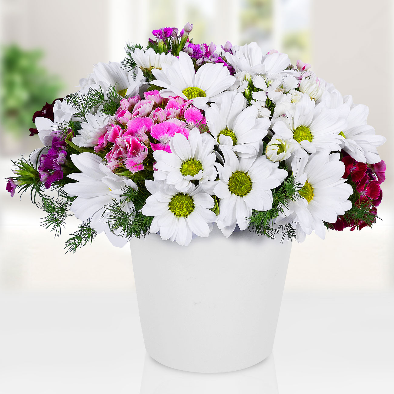 Send flowers Turkey, Daisy in Vase With Sweetwilliam from 11USD