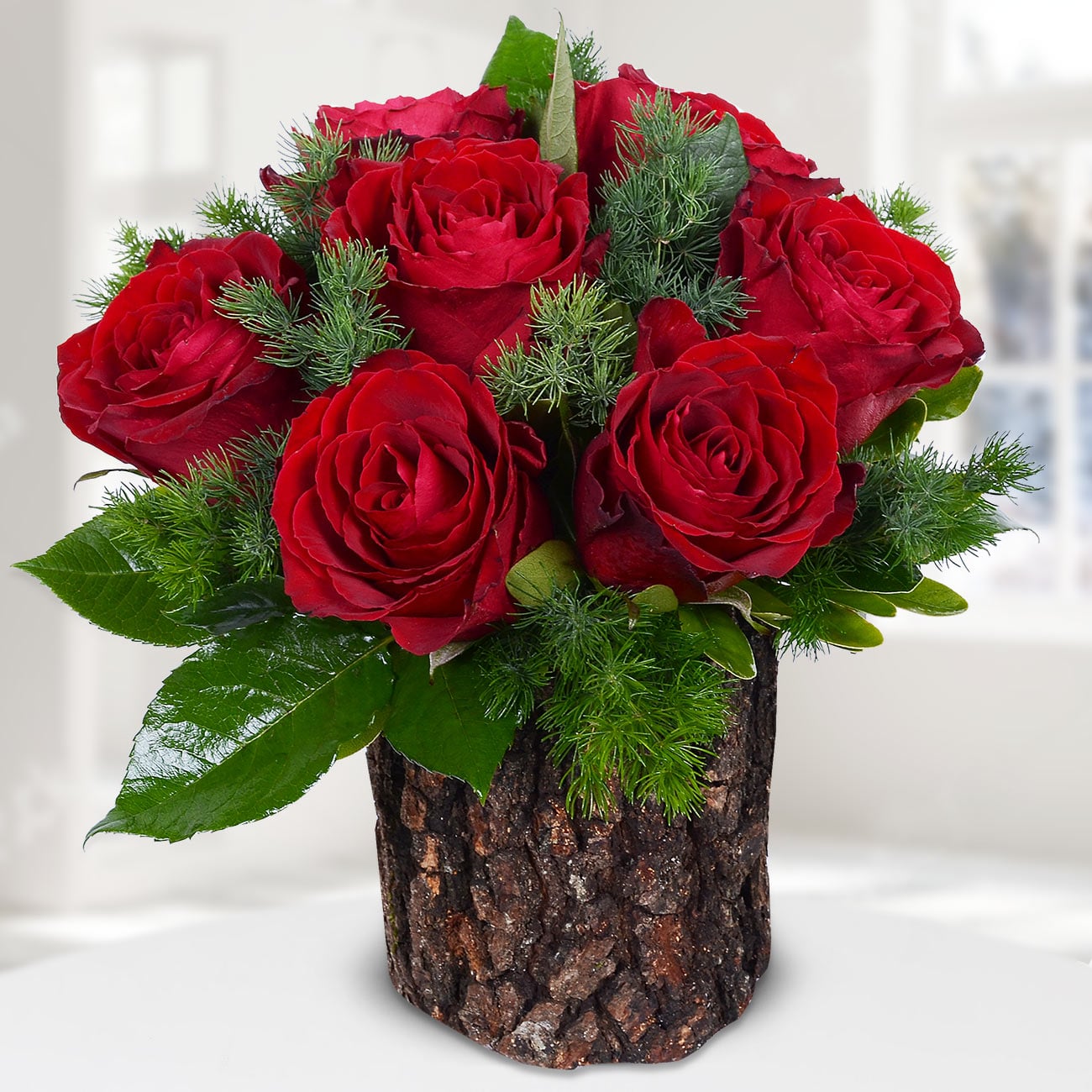 Send flowers Turkey, Red Roses in Natural Log from 9USD